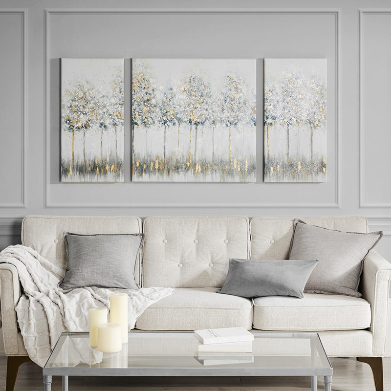 Red Barrel Studio® Gold Foil Triptych 3-Piece Canvas Wall Art Set | Wayfair